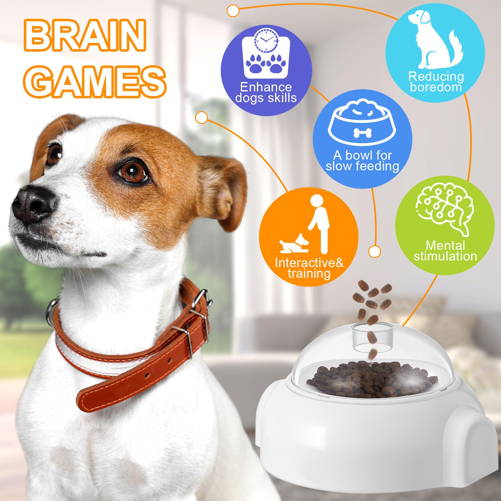 Paterr 2 Pcs Treat Dispensing Dog Toys, Bottom with Rollers, Interactive Slow Feeding Dog Food Dispenser, Push Design Slow Feeder Dog Bowls Game for Fun Slow Feeding, Entertaining, Stimulating