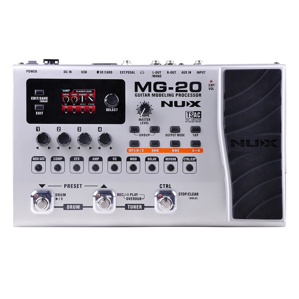 Nux MG-20 Electric Modeling Guitar Multi-Effects Floor Guitar Effects with Drum Machine and Looper Function.