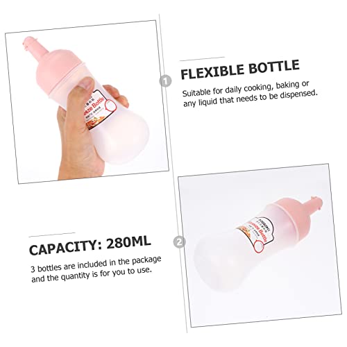 SOLUSTRE 3pcs Leakproof Decorating Ketchup Plastic Container Squirt Kitchen Sauce Green Liquids with White Squeeze Cap Oil Pink Tools Condiment Bbq Seasoning Cruet Condiments Sauces Icing