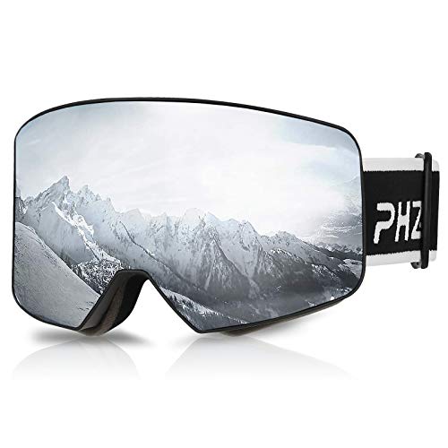 PHZ. Ski Goggles Snowboard Goggles UV 400 Protection Anti Fog Snow Goggles for Men Women Youth