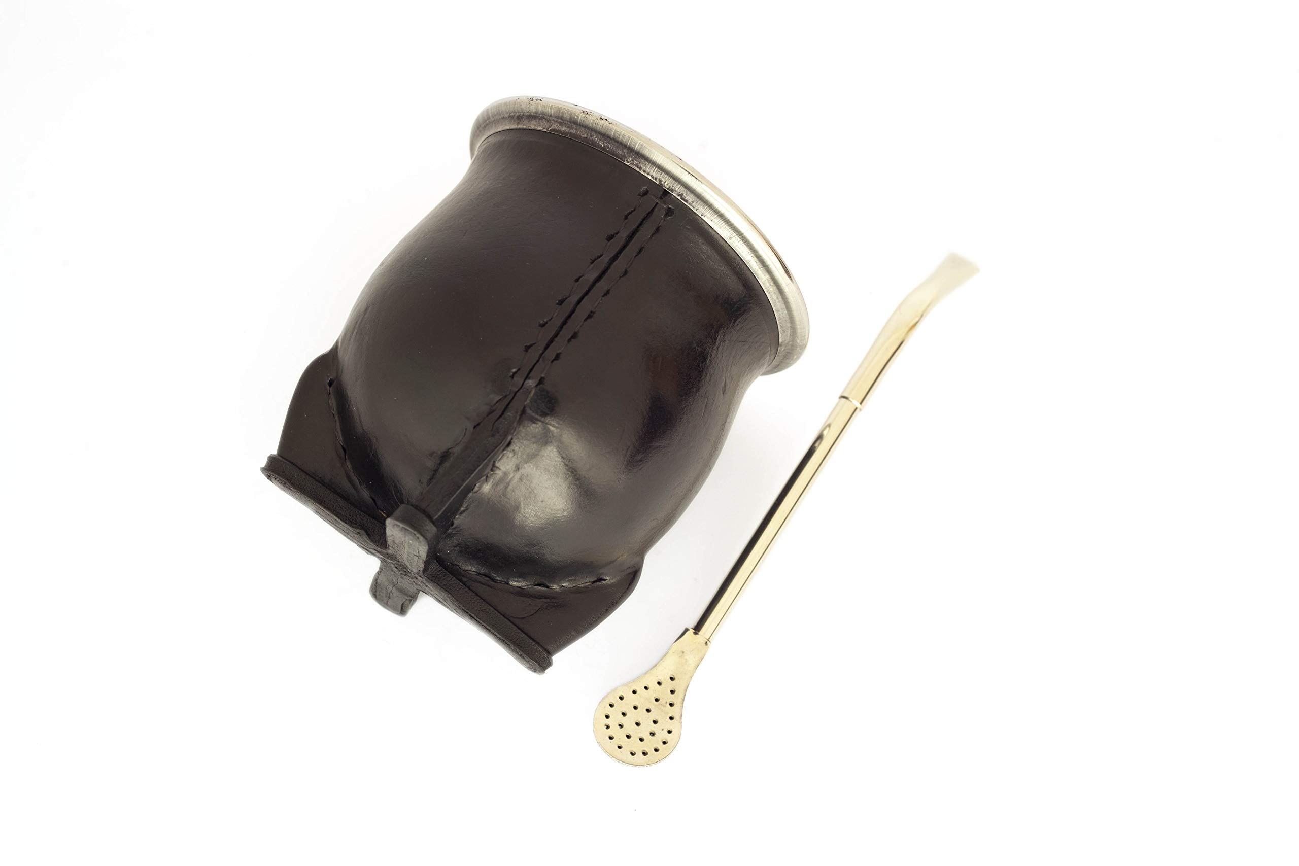 THEARG | Yerba Mate Gourd Set with Stainless Steel Straw | Handmade Leather Yerba Mate Cup and Bombilla Set from Argentina - Beach Essentials - Idea for Gifts | Travel Cup Mate - Taza para Mate