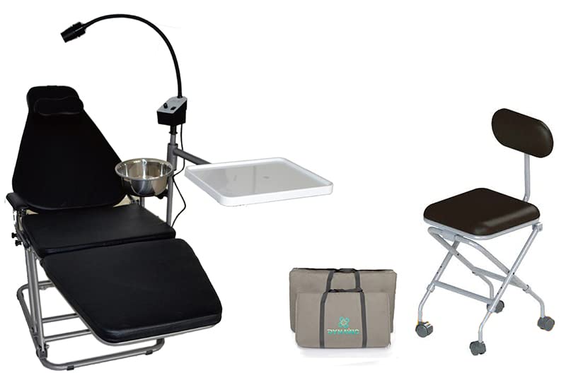 XUX Portable Foldable Chair with LED Exam Light & Tray + Doctor's Stool Nylon Bag