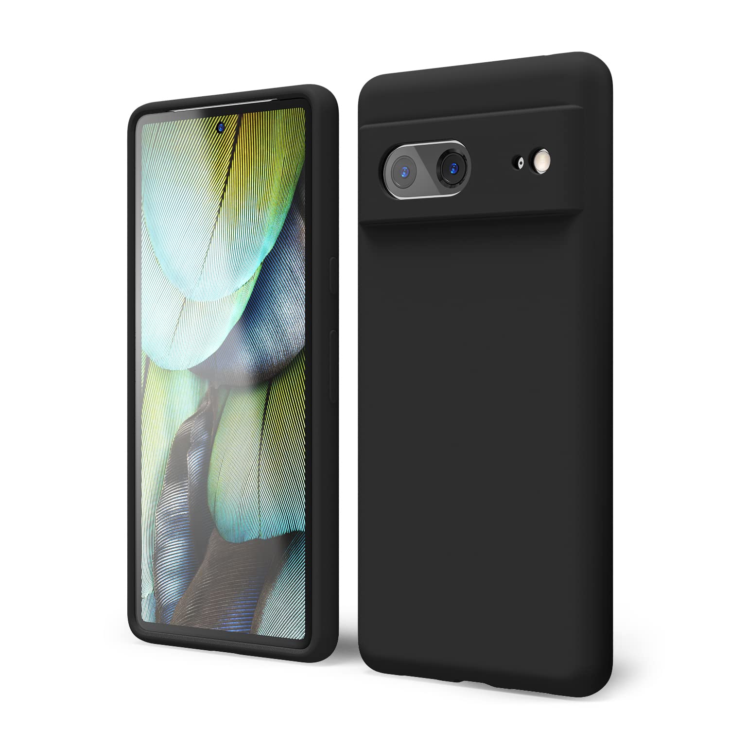 oakxco for Google Pixel 7A Phone Case Liquid Silicone, Cute Thin Slim Soft Rubber TPU Plain Smooth Gel Cover for Women Girl Aesthetic Design, Matte Solid Protective & Shockproof Bumper Grip, Black