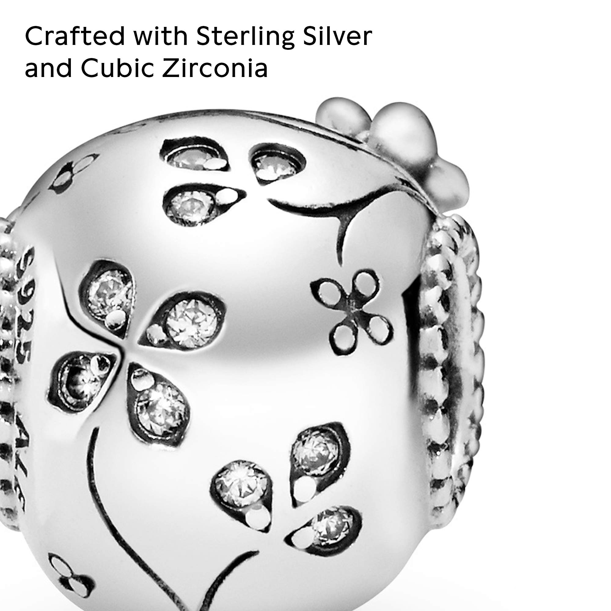 Pandora Jewelry Sparkling Skull Cubic Zirconia Charm in Sterling Silver