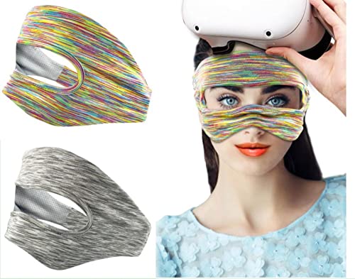 VR Eye Masks Sweat-Breathable Breathable Sweat Resistant Quick Drying Protective Accessories Use with Oculus Quest 2 Oculus Rift Playstation VR (2pcs),Color+Grey