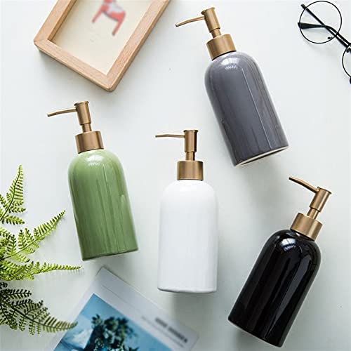 Soap Dispenser 420ML Ceramic Soap Dispenser Press Pump Bottle Bathroom Shower Gel Dispenser Hotel Restaurant Household Empty Press Pump Bottles (Color : Black)