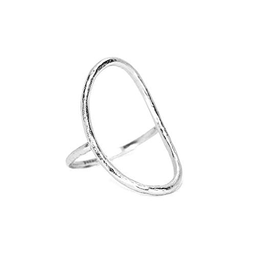 Pura Vida Silver-Plated Oval Open Ring - Matte Finish, Brass Band, Exclusive Design - Size 8