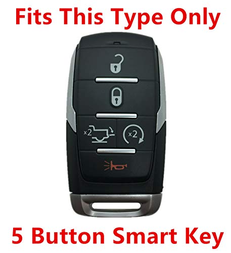 Rpkey Leather Keyless Entry Remote Control Key Fob Cover Case protector For Replacement Fit For 2019-2020 RAM 1500(5-Button with Tailgate)Black