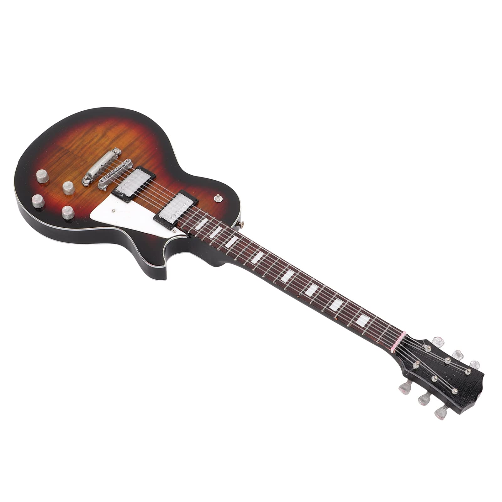 Wooden Miniature Electric Guitar with Stand and Case, Mini Musical Instrument Miniature Dollhouse Model, Exquisite and Compact, Mini Guitar Model for Home Decoration