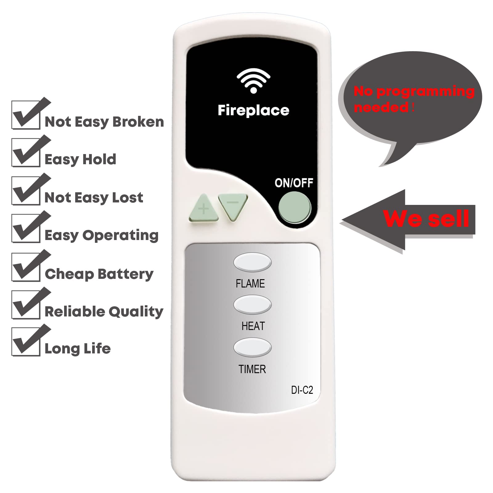Replacement for Dimplex Fireplace Heater Remote Control 6908891459 6908891559 6700510200RP 6700510100RP 2000220100RP 6908921359 6908921459 6908931359