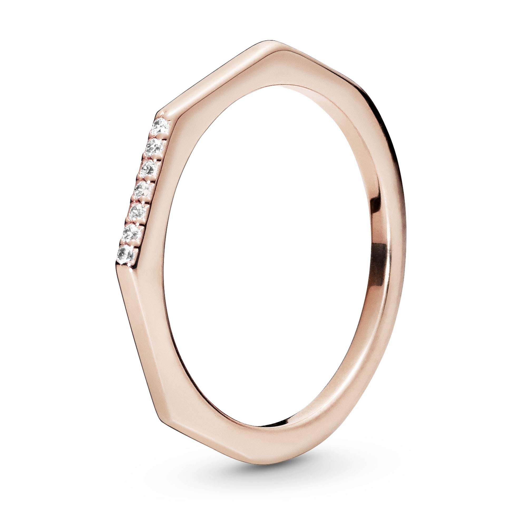 Pandora Jewelry Multifaceted Cubic Zirconia Ring in Pandora Rose, Size 7.5