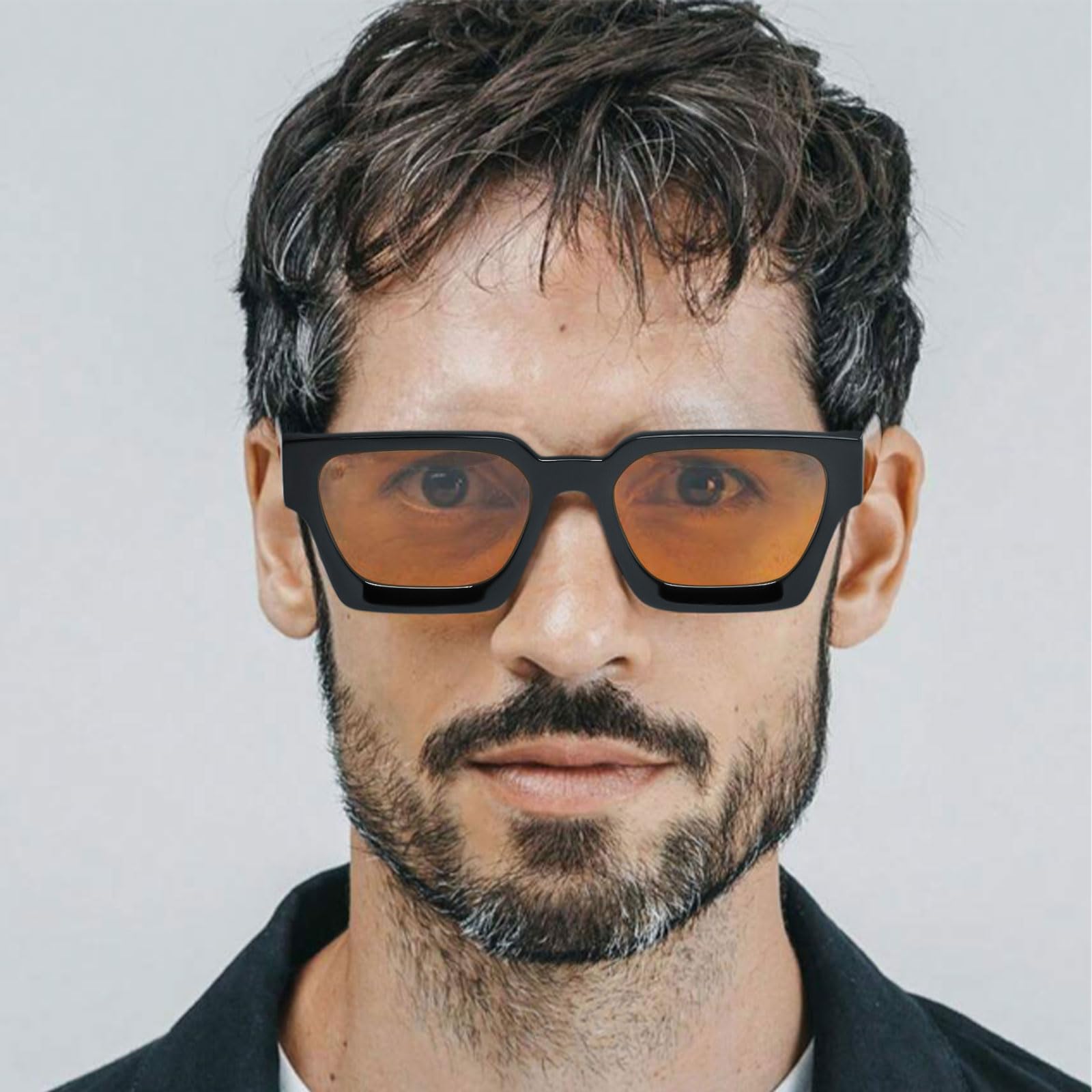 YMRFW Simple Women's Square Sunglasses Men's Thick Frame Classic Trend Black Sunglasses UV Protection