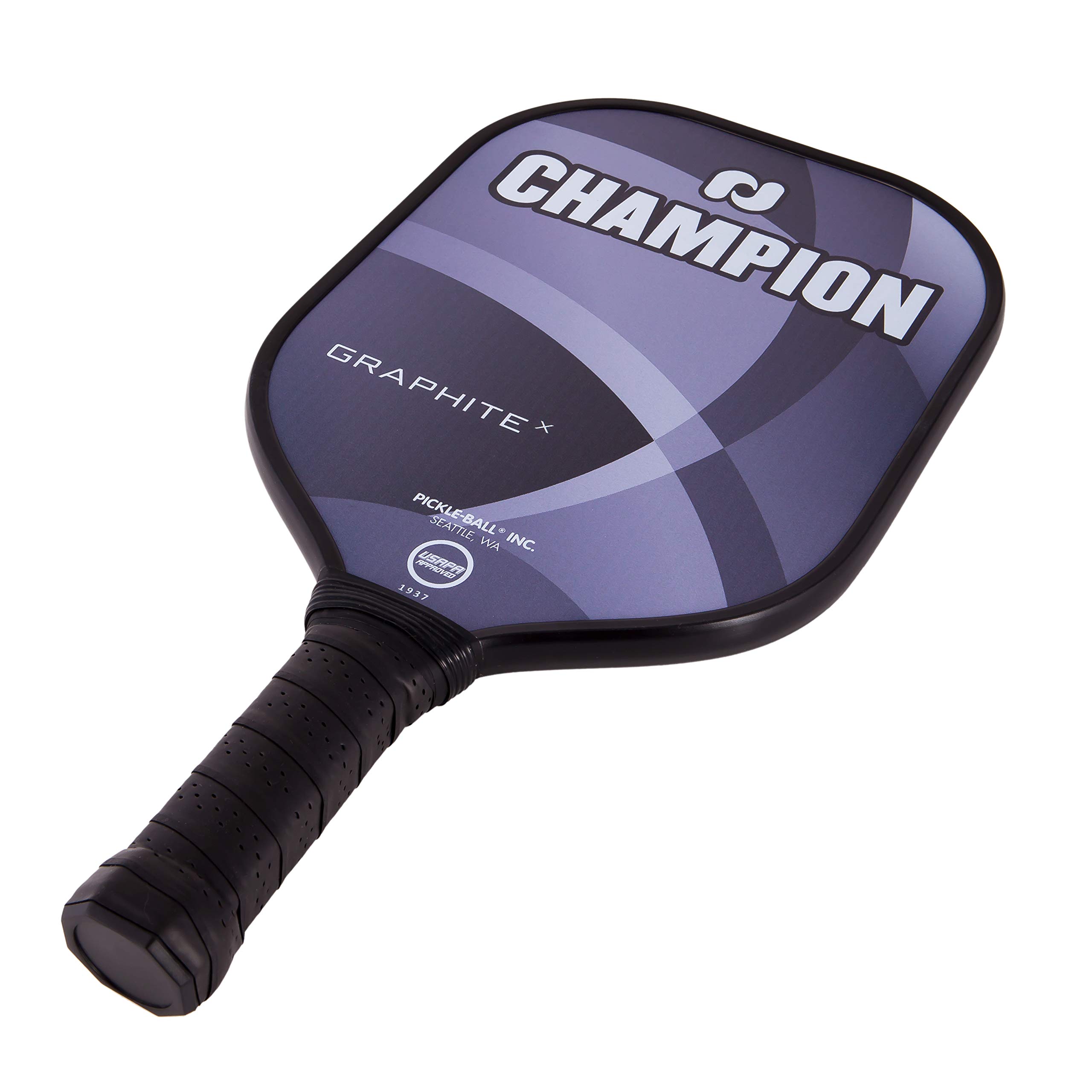 Pickleball, Inc. Champion Graphite X Pickleball Paddle | X Widebody Traditional Forgiving Shape | Standard Grip | Polymer Honeycomb Core and Graphite Face | Grey