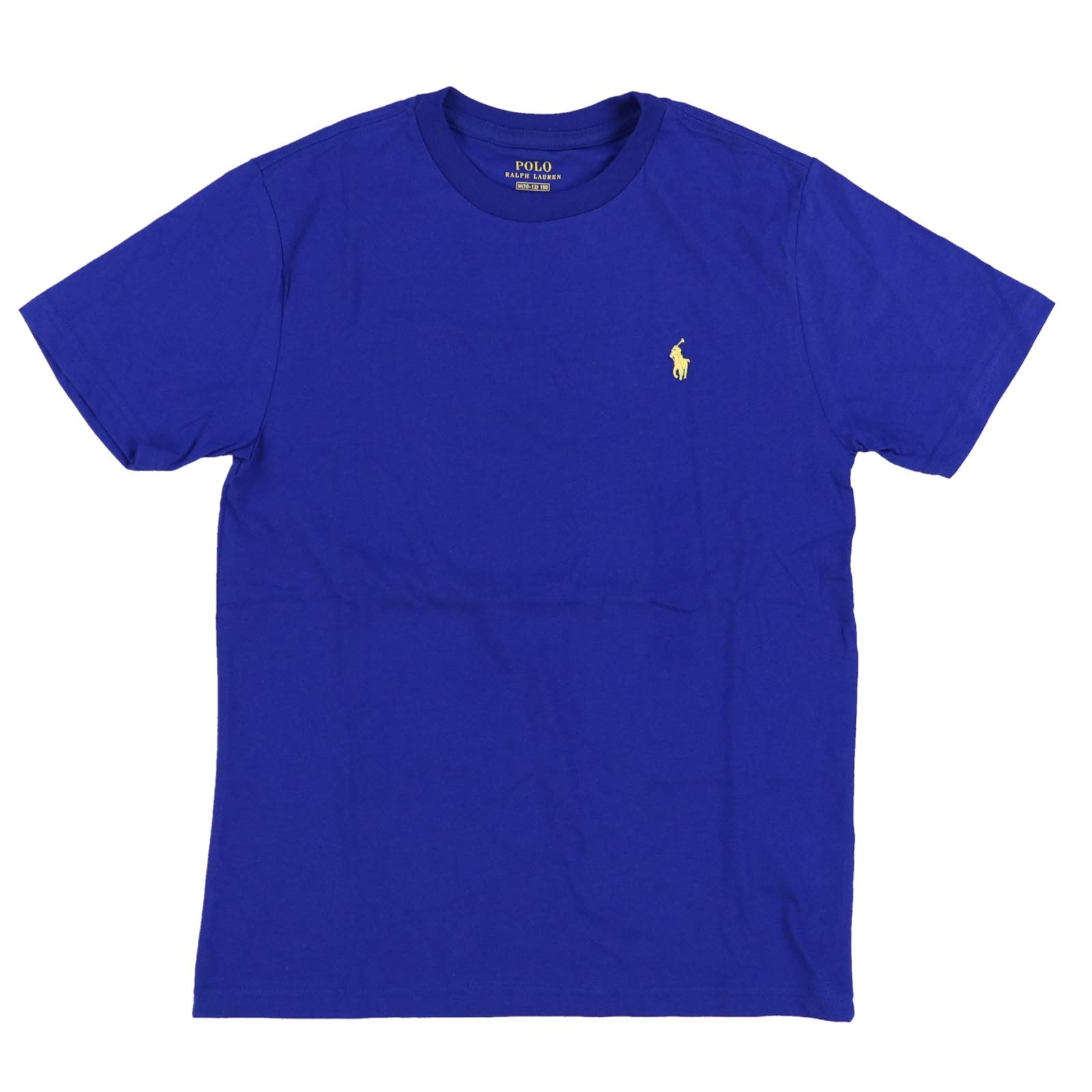 POLO RALPH LAUREN Boys Crew Neck Pony Logo T-Shirt (Large, Blue (Yellow Pony))