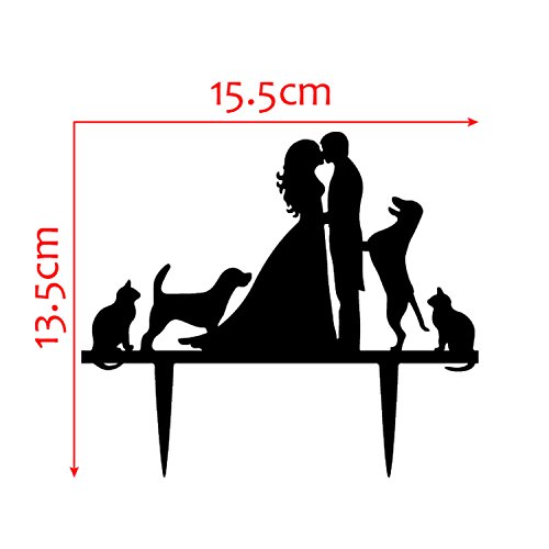 Wedding Cake Toppers Bride and Groom With Dogs and Cats Animal Silhouette Wedding Engagement Decoration