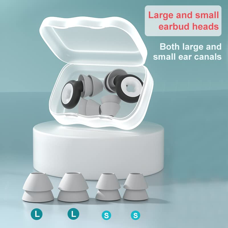 Soft Ear Plugs for Noise Reduction, Reusable Earplugs for Sleeping, Concerts, Motorcycles, Airplanes & Noise Sensitivity, 28dB Noise Cancelling, 2 Silicone Ear Tips in S/L
