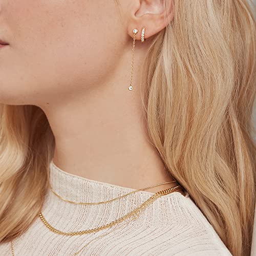 PAVOI 14K Gold Plated Sterling Silver Post Station Linear Earrings | Simulated Diamond BTY Drop Earrings | Dangle Earrings for Women (Yellow Gold)