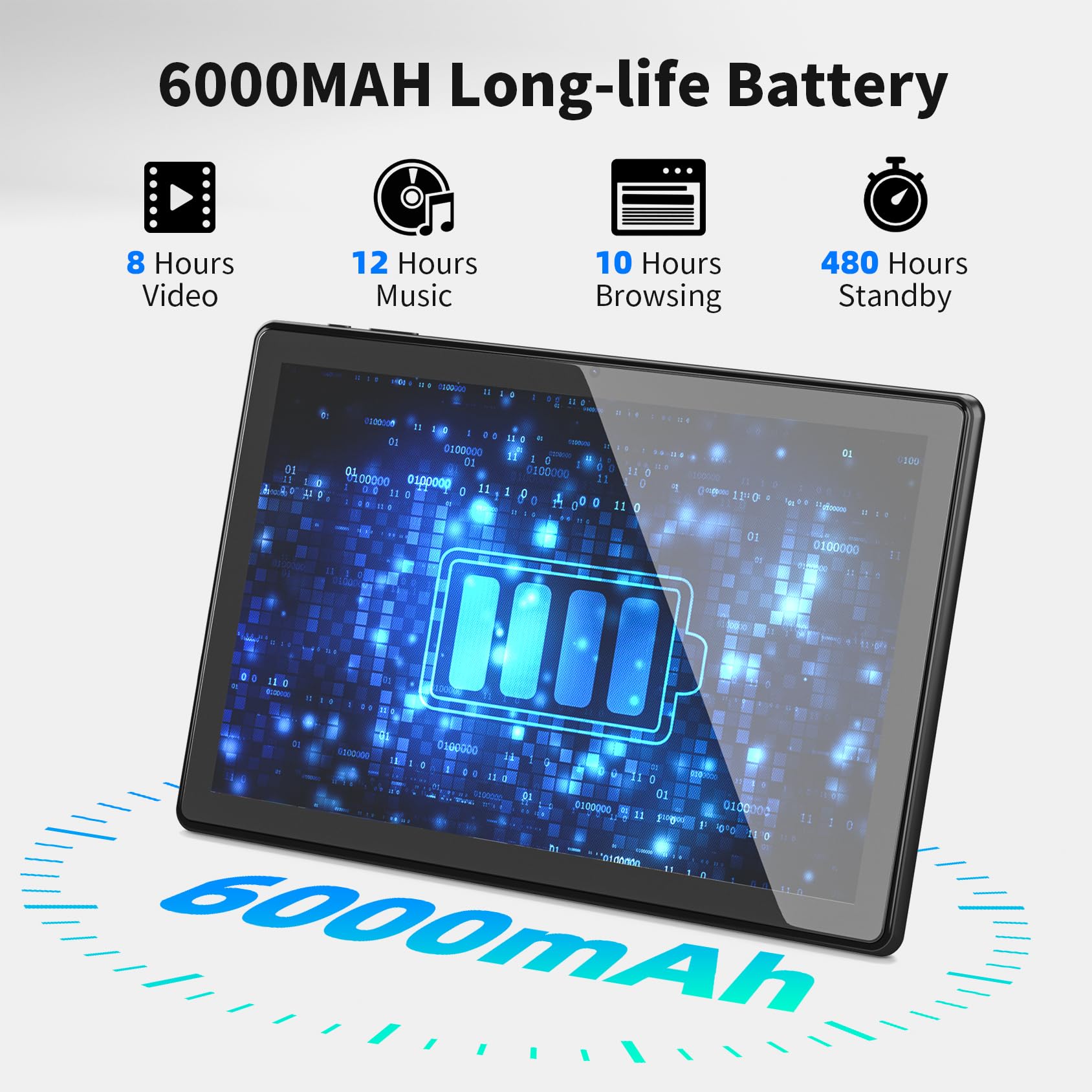 SGIN 10 Inch Tablet, Android 12 Tablet with 4GB RAM 64GB ROM, 1280 * 800 IPS Screen, Octa-Core 2.0GHz Processor, WiFi Bluetooth 5.0, 2MP+5MP Dual Camera, GPS, 6000mAh, 256GB Expansion(Black)