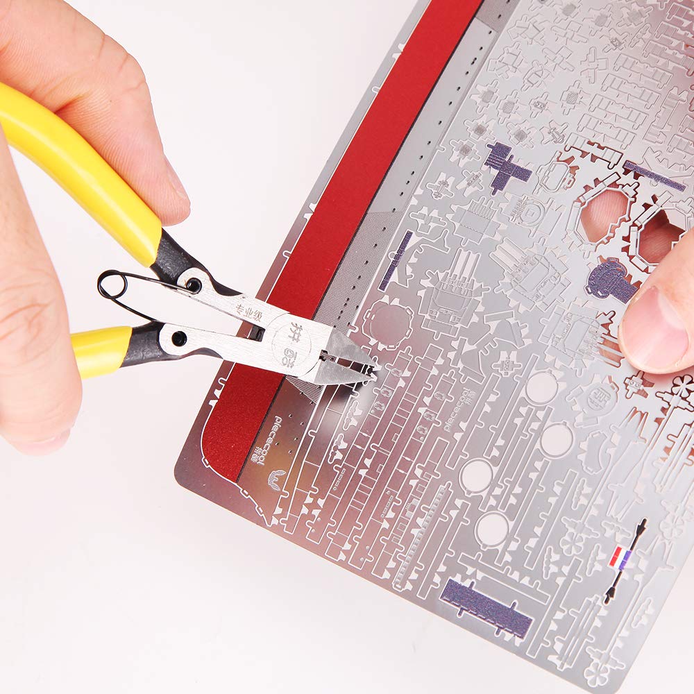 Piececool DIY Tools Set for Metal Earth Model Kits, Professional Clipper and Needle Nose Pliers for Metal Puzzles Assembling Cutting and Bending Tools Kit-Yellow 2pcs Sets