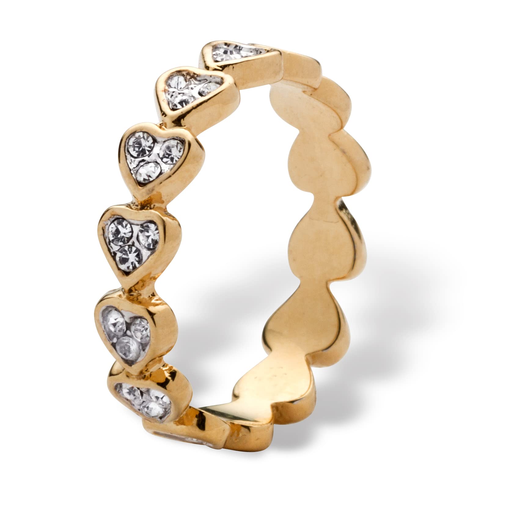 PalmBeach Yellow Gold-plated Round Crystal Eternity Heart Ring Sizes 5-10 Size 7