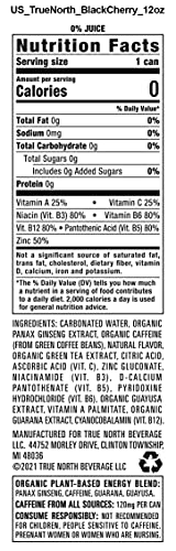 True North, Pure Energy Seltzer, Black Cherry, 12 Fl Oz (Pack of 12)
