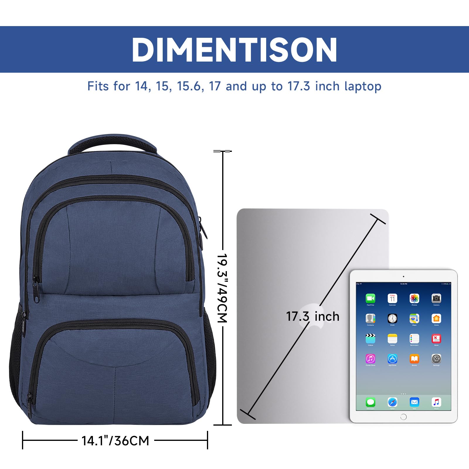 Seedato Extra Large Backpack, Large Travel Laptop Backpack, Big Backpack TSA Friendly Airline Approved 17 Inch Laptop, Anti Theft Business Work Backpack Gifts for Men Women, Black