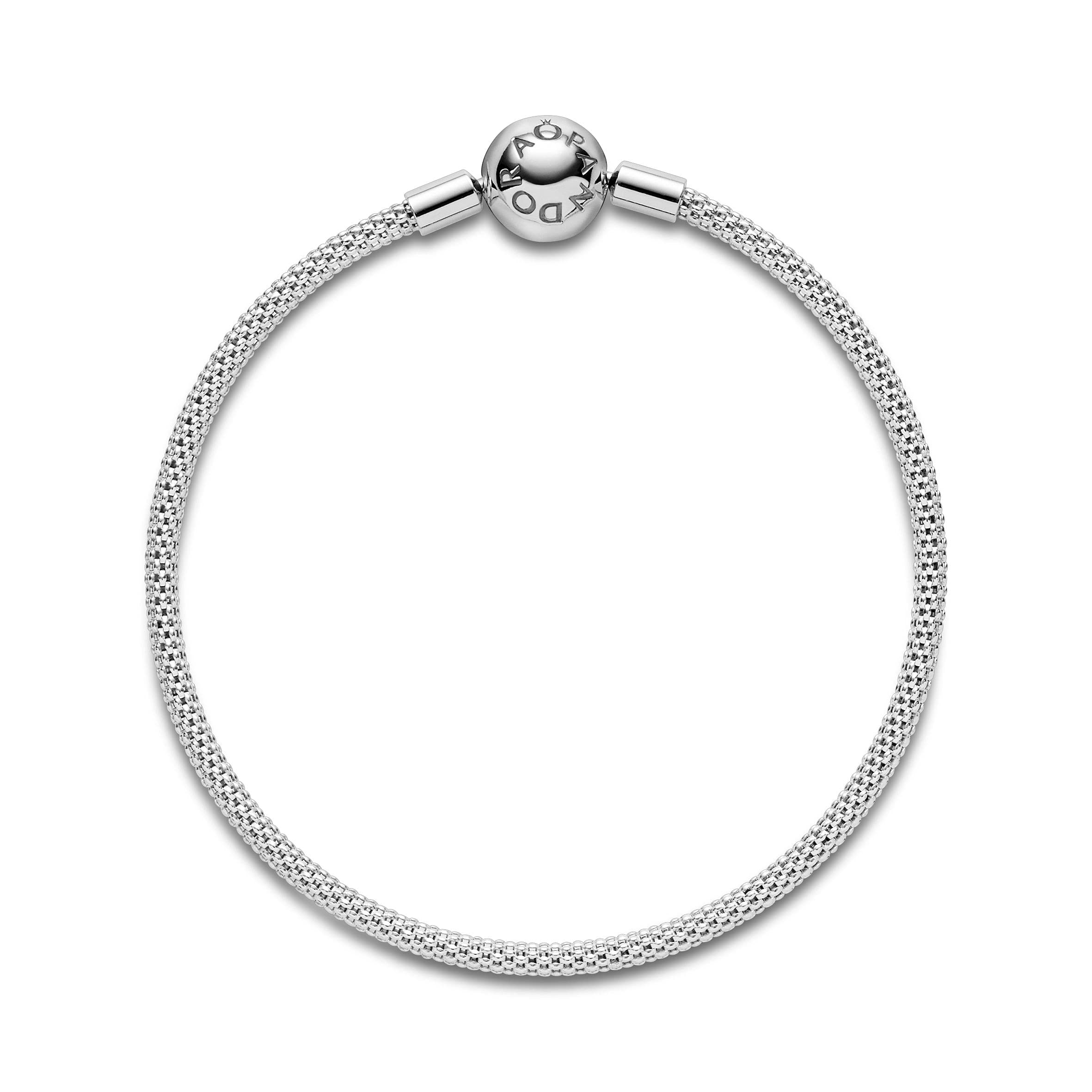 Pandora Moments Mesh Bracelet - Sterling Silver Charm Bracelet for Women - Compatible Moments Charms - Features Sterling Silver - Gift for Her - 8.3"