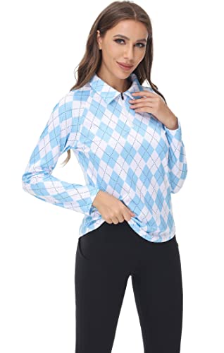 TrendiMax Womens Long Sleeve Golf Polo Shirt Half Zip Dry Fit Athletic Workout Tank Tops