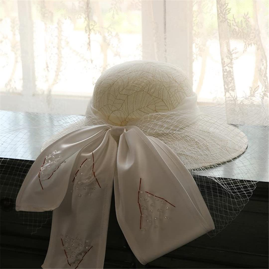 Vintage Wedding Jazz Hat Ladies White Lace Chic Veil Wedding Hat Wedding Headwear Accessories M56-58cm