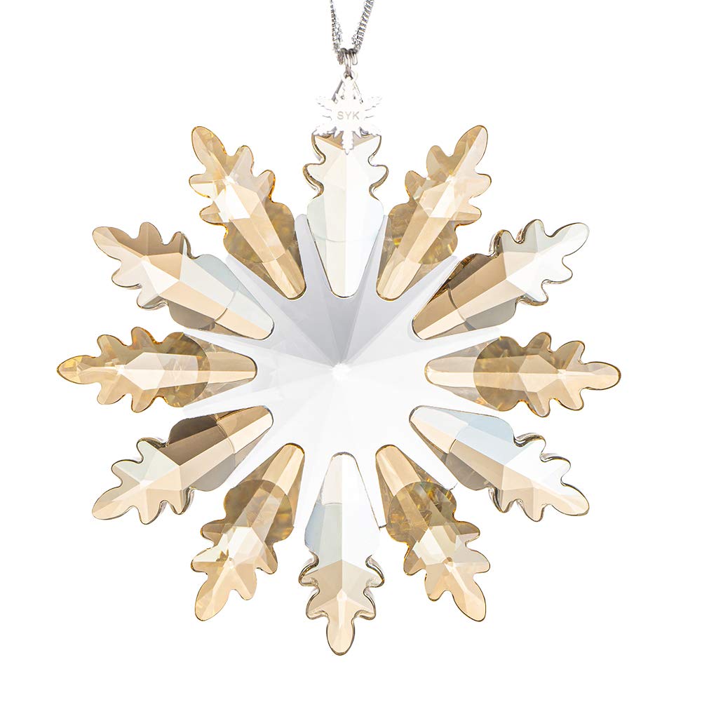 SIYOUKI Chrismats Gift Fantasy Elf Pendant, Crystal Snowflake Christmas Ornaments,Crystal Hanging Decorations (Gold)