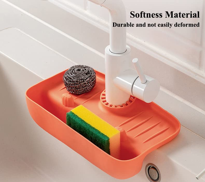 softness Sponge holder for kitchen, kitchen accessories, kitchen organizer, kitchen sink caddy, drying rack, soap, bathroom, quick drying, TPU, multicolors available (White)