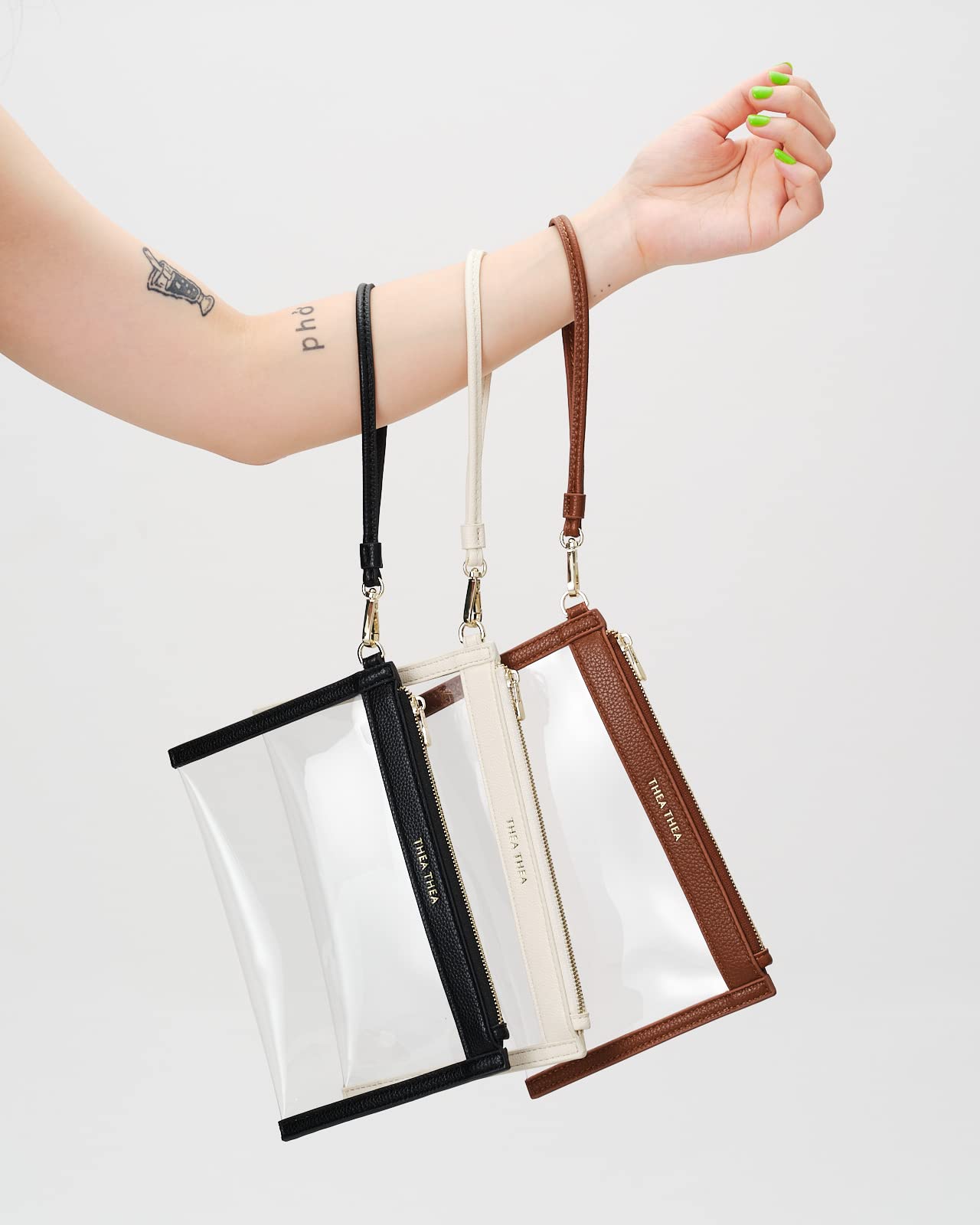 THEA THEA Callie Clear Pouch | Cosmetic Pouch | Diaper Case | Travel Case (Brown)