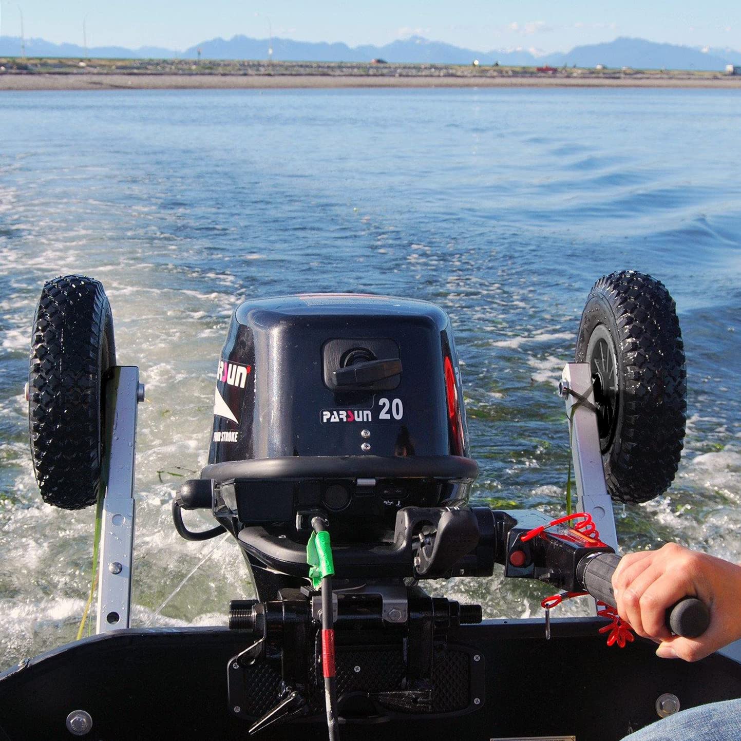 Seamax Deluxe Boat Launching Wheel System, Black Military Edition, 4 Positions and 4 Stages Removable and Adjustable Legs, 14" Pneumatic Wheels. Max Support Water Craft Weight 600Lbs