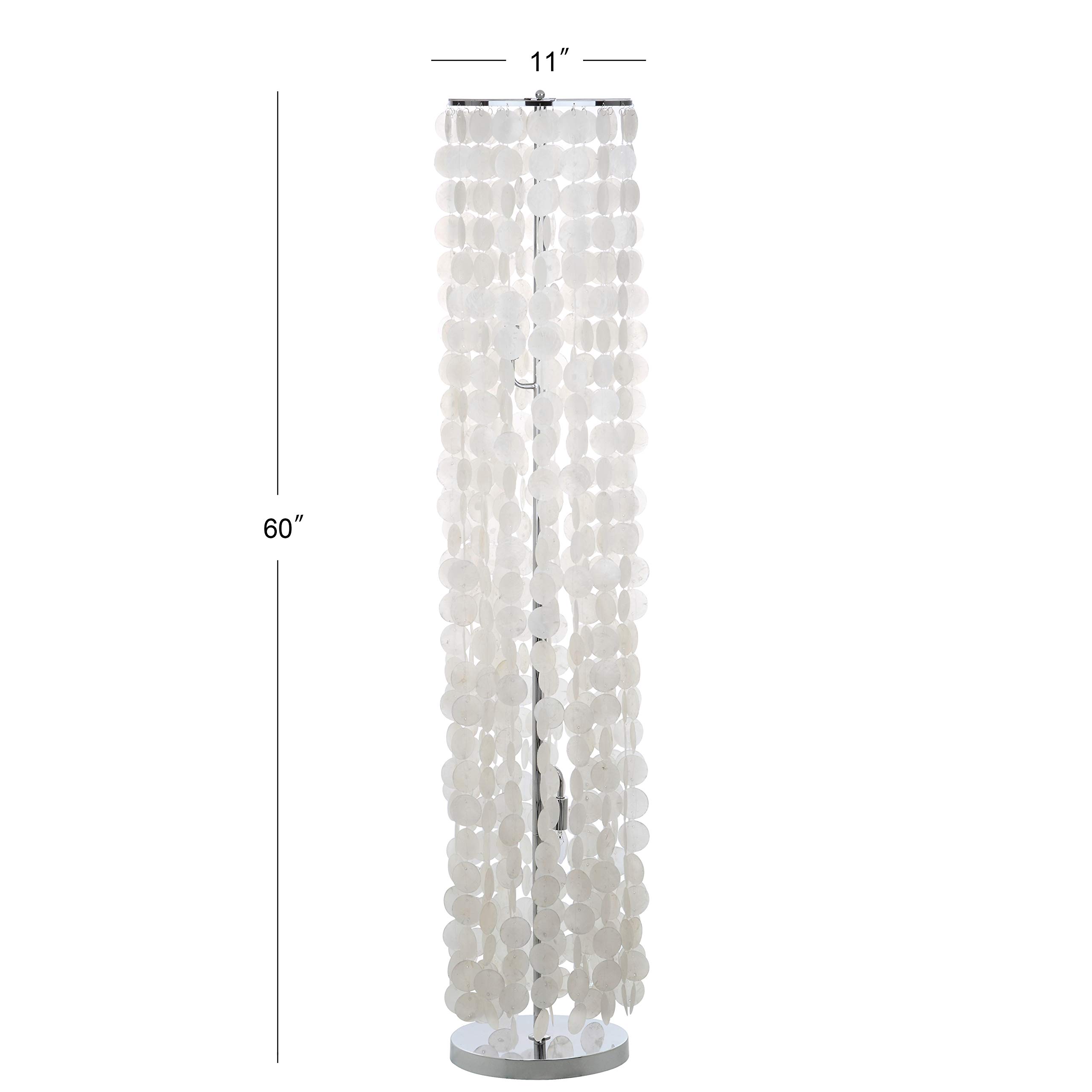 SAFAVIEH Lighting Collection Illumina Capiz Sea Shell Modern Boho Coastal White 60-inch Living Room Bedroom Home Office Standing Floor Lamp (LED Bulb Included)