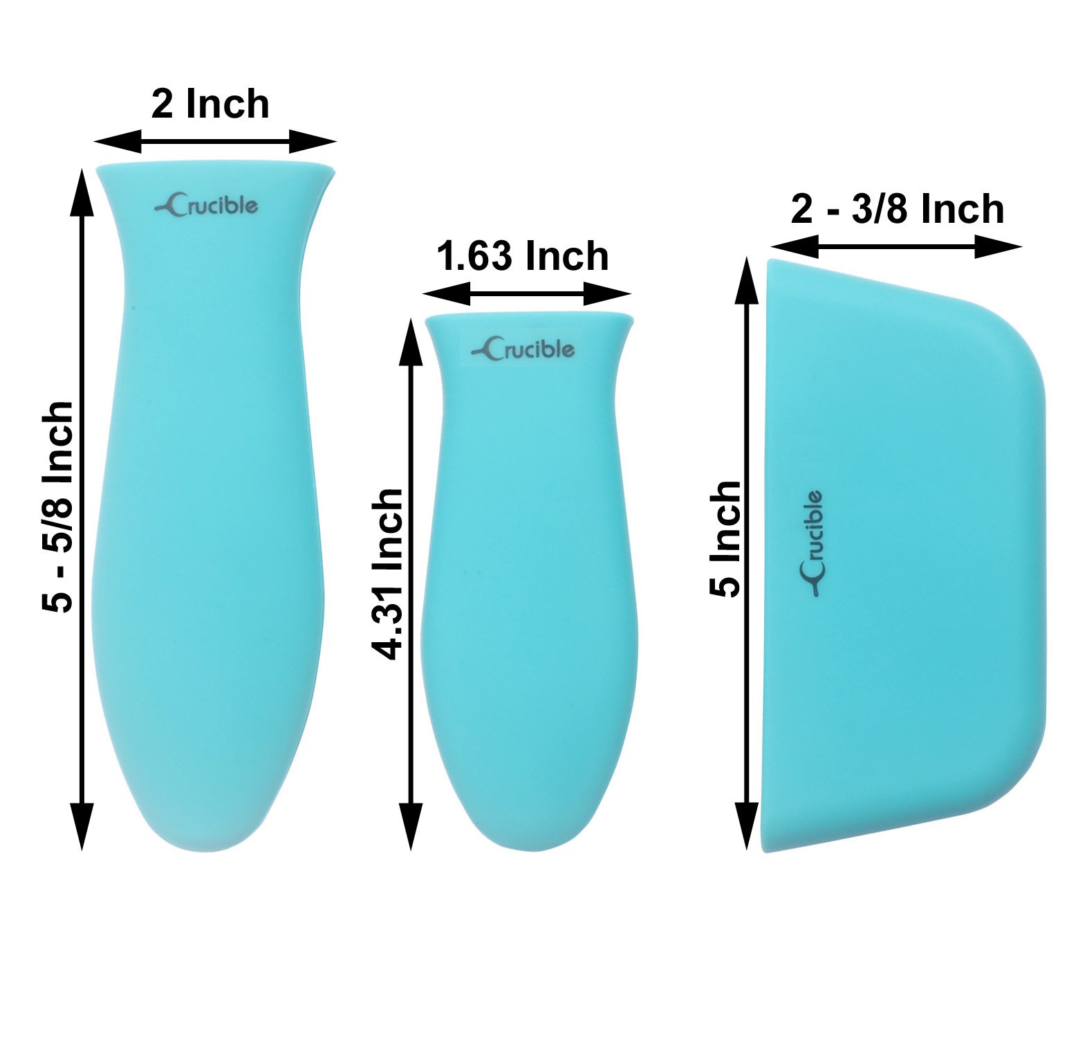 Silicone Hot Handle Holders, Potholders (5-Pack Mix Turquoise) for Cast Iron Skillets, Pans, Frying Pans & Griddles, Metal and Aluminum Cookware Handles - Sleeve Grip, Handle Cover