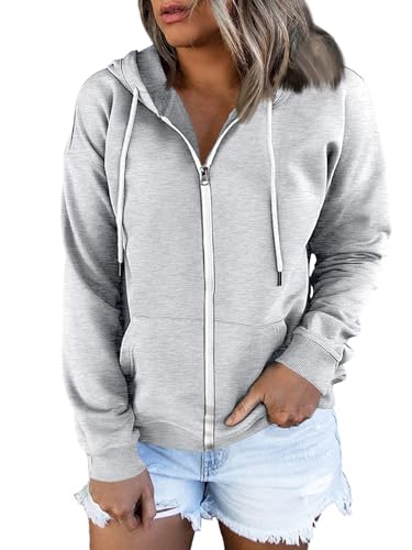 Trendy Queen Womens Cropped Hoodies Long Sleeve Fleece Quarter Zip Pullover Sweatshirts Fall Outfits Clothes Grey