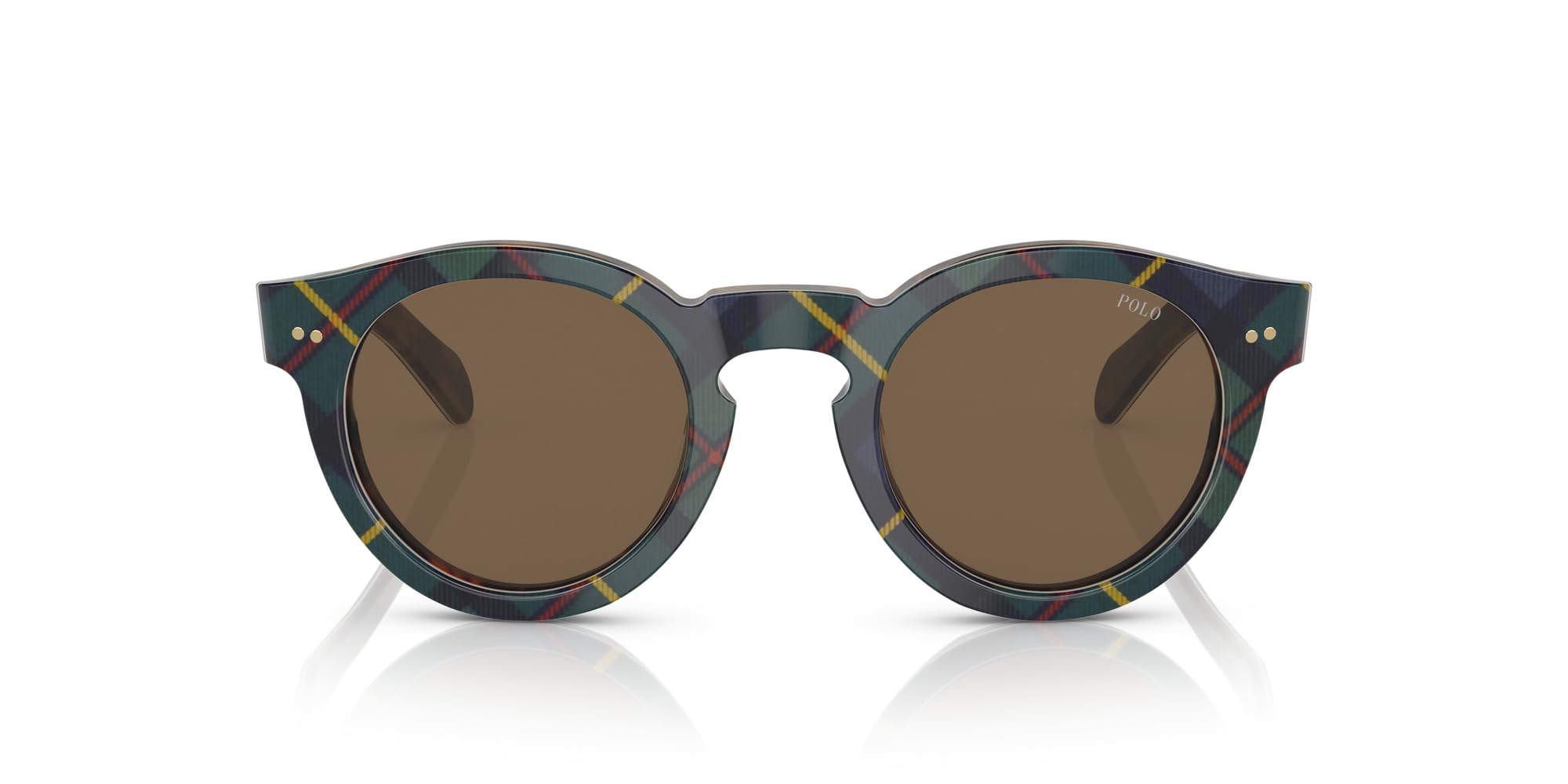 Polo Ralph Lauren Men's PH4165 Round Sunglasses, Shiny Green Havana/Green, 46 mm