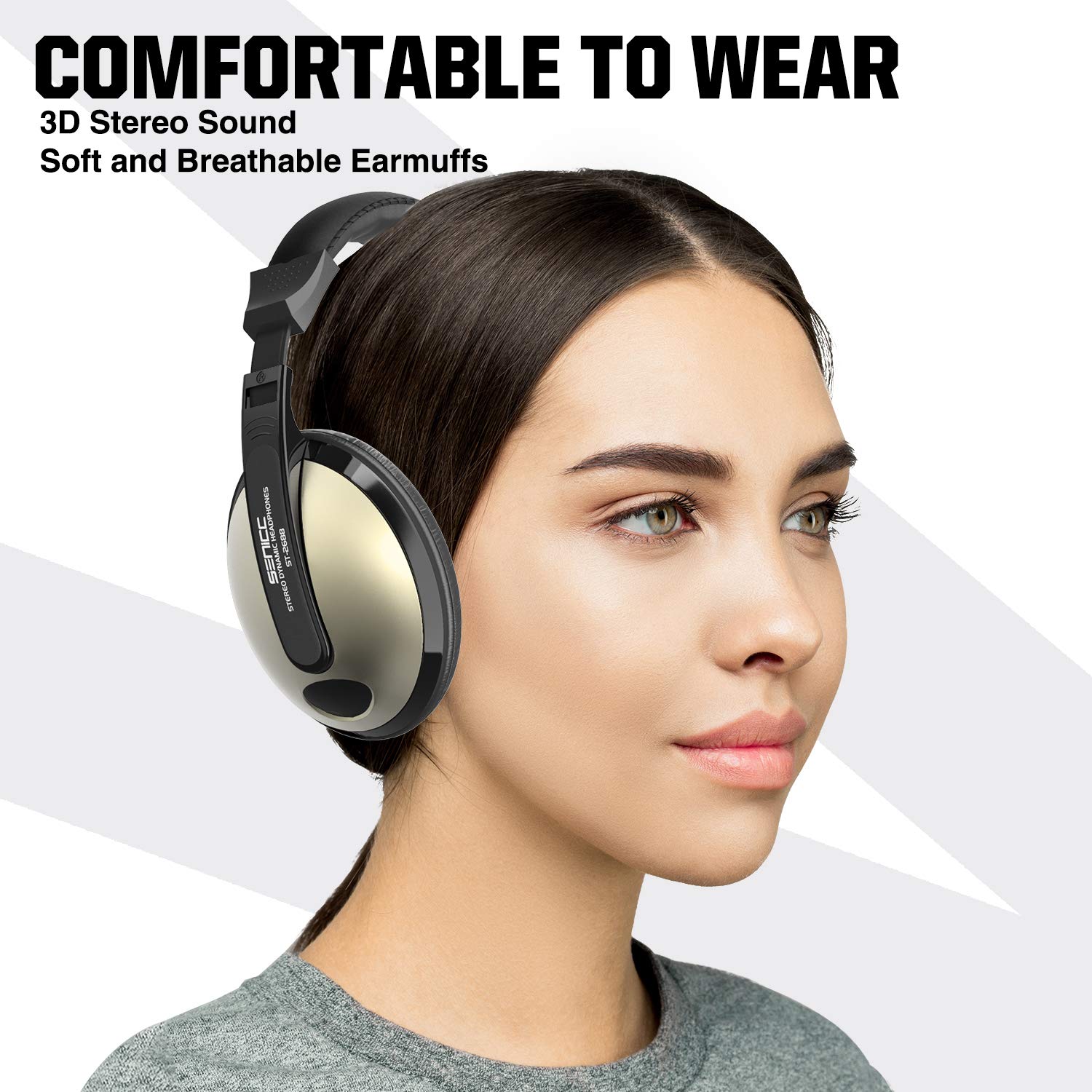 SENICC 2 Pack Gaming Headset for PS4, Xbox One, PC, Mobile Phone, Nintendo Switch, Over Ear Headphones with Mic Volume Control, Lightweight 3.5mm Wired Headset for Women Man Kids