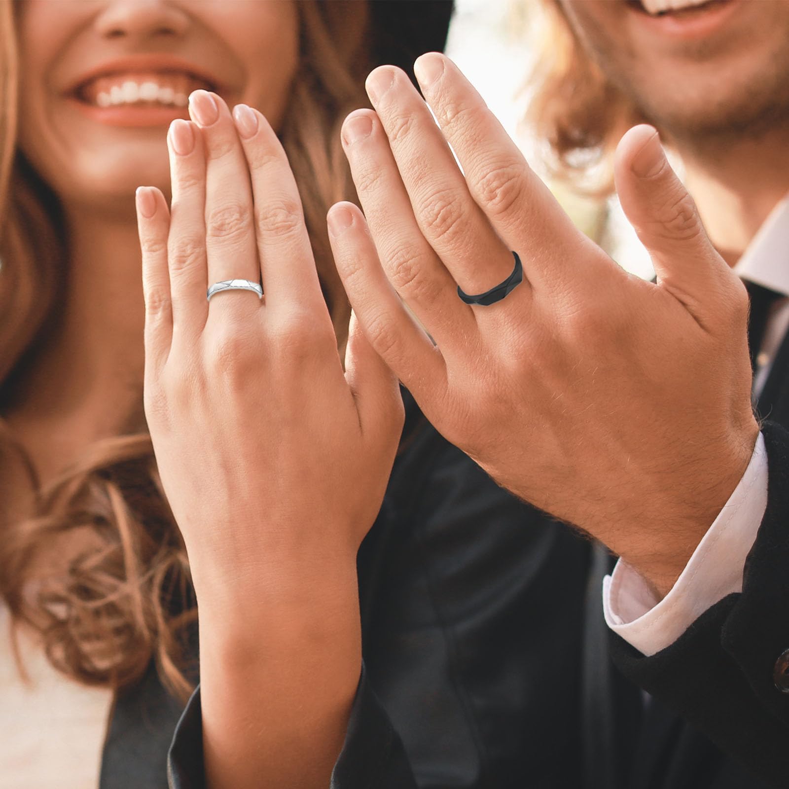 Vxddy Couple Rings Him and Her Couples Matching Promise S925 Sterling Silver Adjustable Ring Engagement Marry Wedding Band Cute Gifts