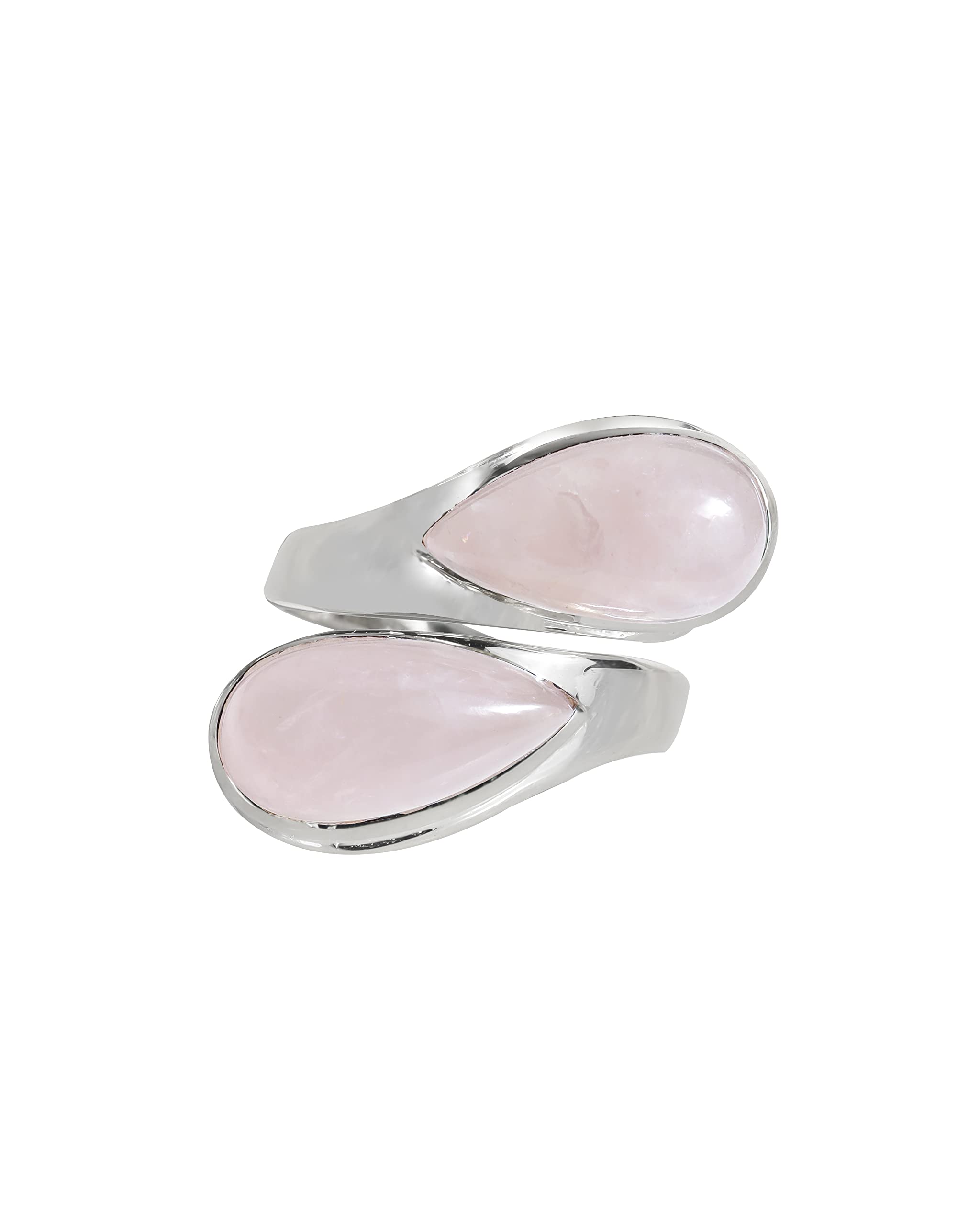 YoTreasure 8x16 MM Rose Quartz Bypass Ring 925 Sterling Silver Jewelry (8)