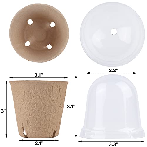 winemana 36 Set Plant Nursery Pots with Humidity Dome, Seed Starter Biodegradable Peat Pots, Seedlings Planting Pots with Labels for Indoor Outdoor Garden