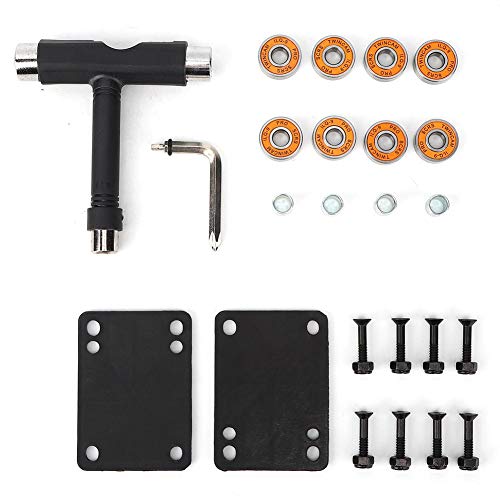 Skateboard HR100A Aluminium Alloy PU Wheel 5 Inch Skateboard Bracket Gasket Accessory All in One Skate for Competition Place(Black)