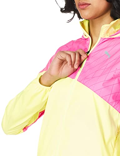 PUMA Women's Run Graphic Hooded Jacket, Fizzy Yellow-Luminous Pink, M