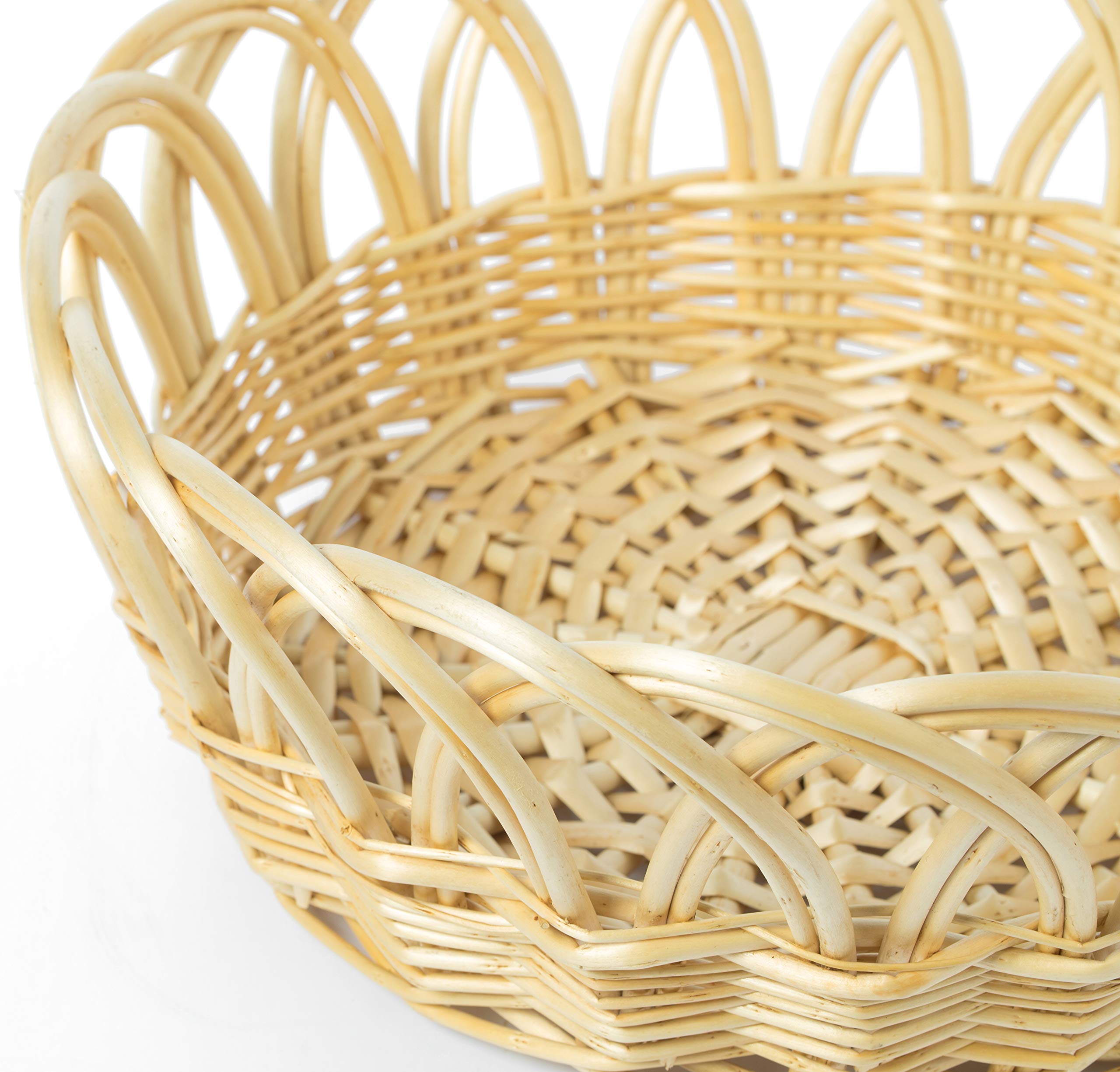 Vintiquewise 16 Inch Decorative Round Fruit Bowl Bread Basket Serving Tray, Large