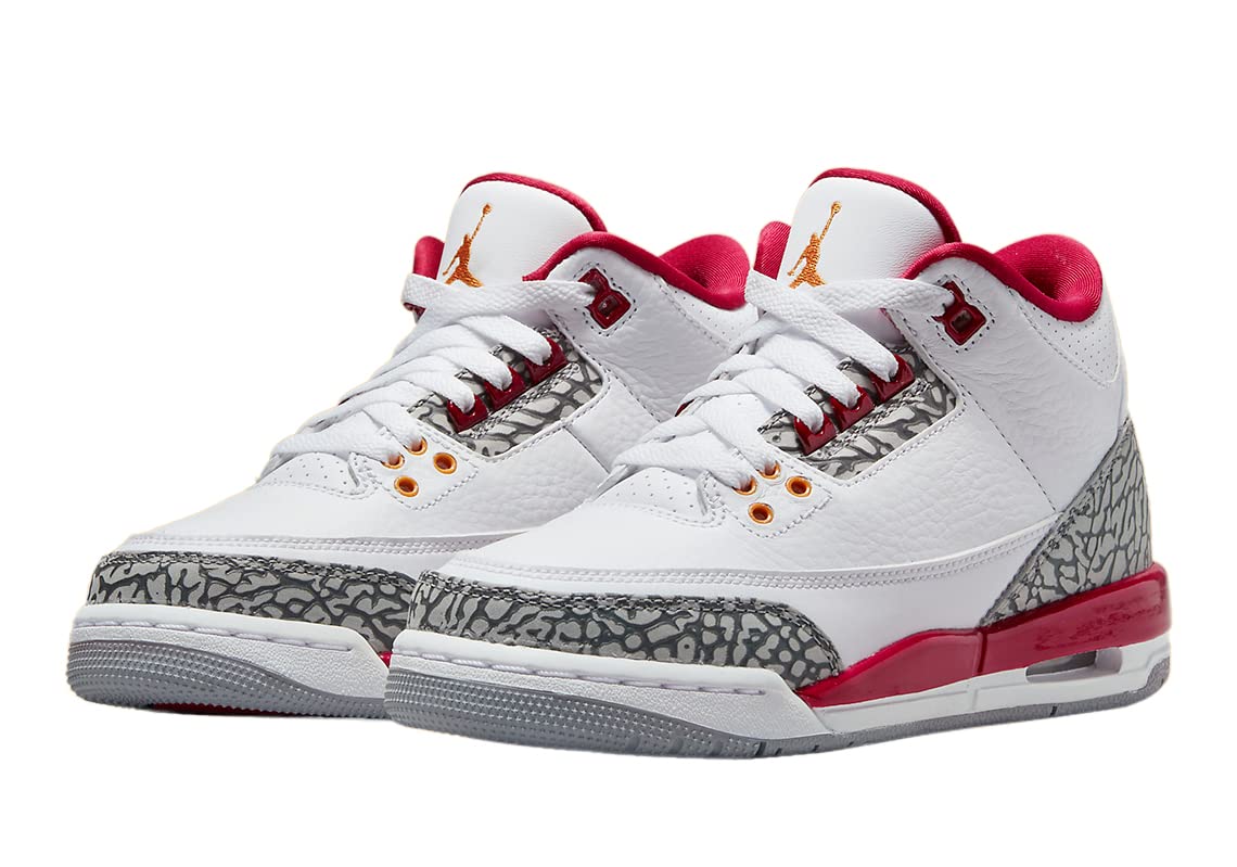 Nike boys Air Jordan 3 GS 398614 126 Cardinal, White/Light Curry/Cardinal Red, Size 4Y