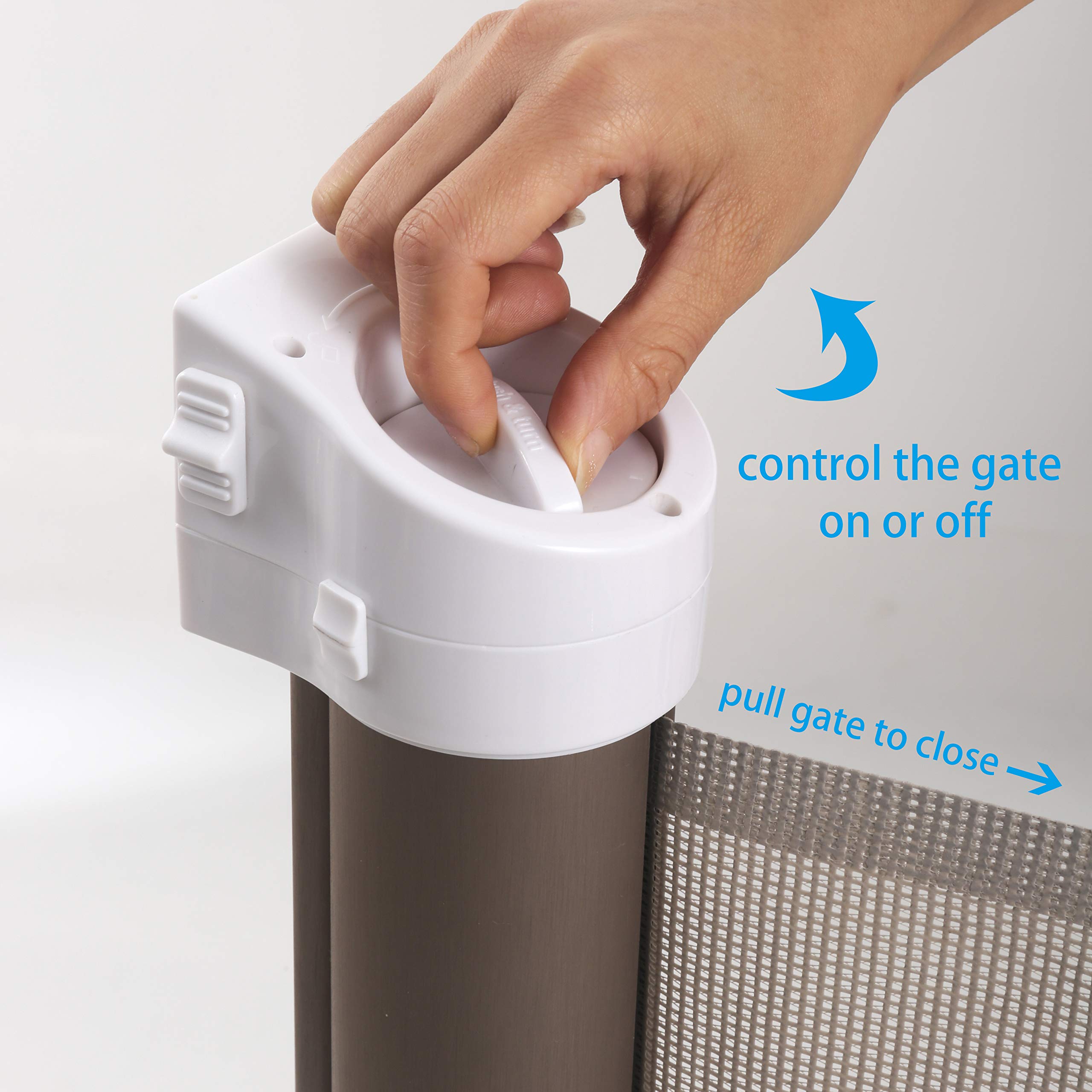 Retractable Baby Gate Support Three Directions 52 INCH Wide Mesh Safety Gate with Easy Latch and Flexible Design for Stairs, Doors,Most Spaces