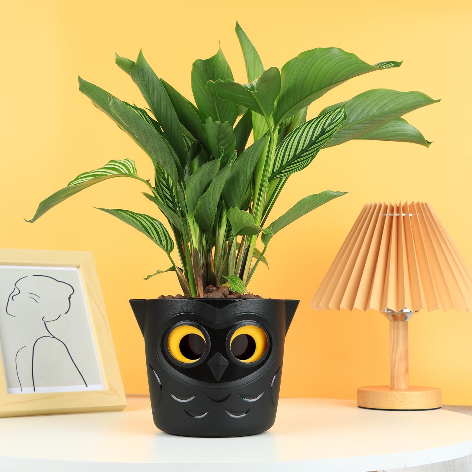 Restmo 3 Pack Plant Pots, 5β Self Watering Planters for Indoor Plants, Plastic Flower Pots with Owl Eye Water Level Indicator, for House Plants, African Violet, Succulents, Monstera, Dark Black