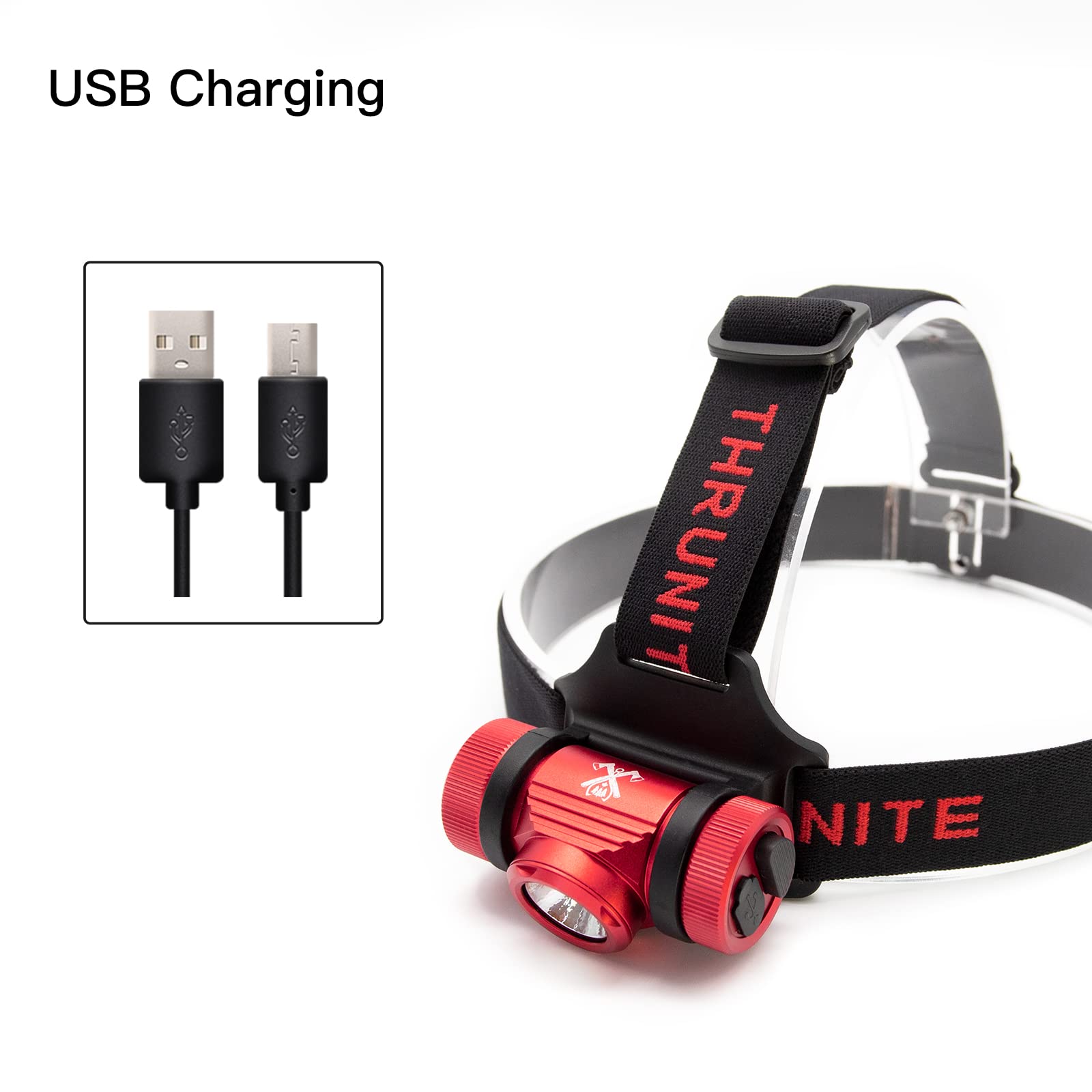 ThruNite TH02 Customized Edition Headlamp with The Outsider Max 1500 Lumens Rechargeable LED Headlight Lightweight Head Lamp (Red, Cool White)