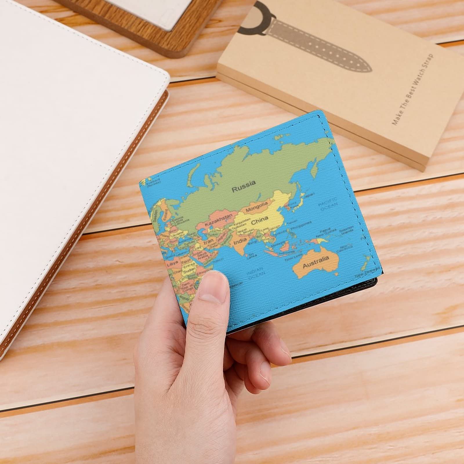 World Map Wallet Men's Bi-fold Durable Wallet