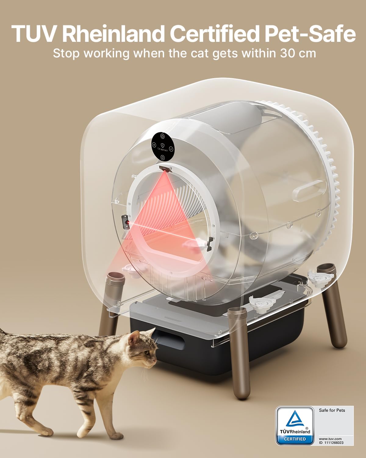 PAWBBY Self Cleaning Cat Litter Box, Automatic Cat Litter Box with Smart APP Control & Strong Odor Control for Multiple Cats, Ten-fold Safety Protection Scoop Free Large Litter Boxes with Mat & Liner